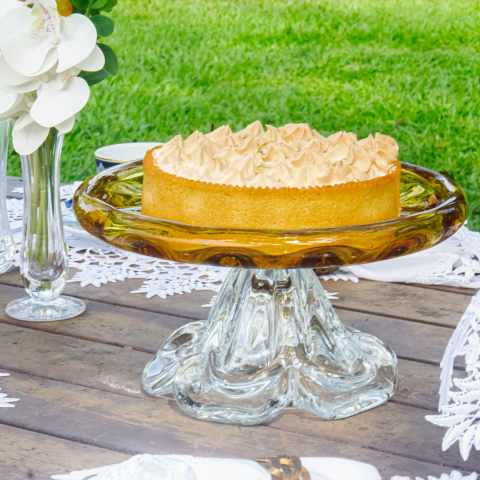 Prato P/Bolo de Murano Keli Boleira Murano Keli Ambar