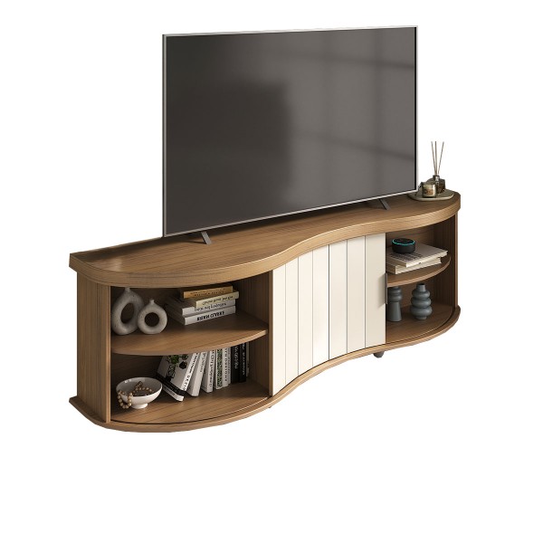 Rack para TV Até 75 Polegadas Magnum 1 Porta Ripada Flex Carvalho/Off ...