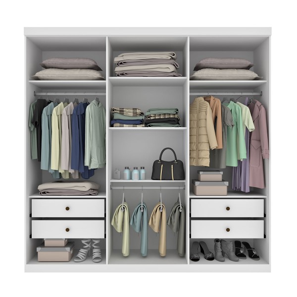 Guarda-Roupa Casal Lagos 6 Portas 4 Gavetas Neve - Tcil Móveis