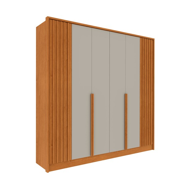 Guarda-Roupa Casal Guarani 6 Portas 4 Gavetas Ripado Cinamomo/Off White ...