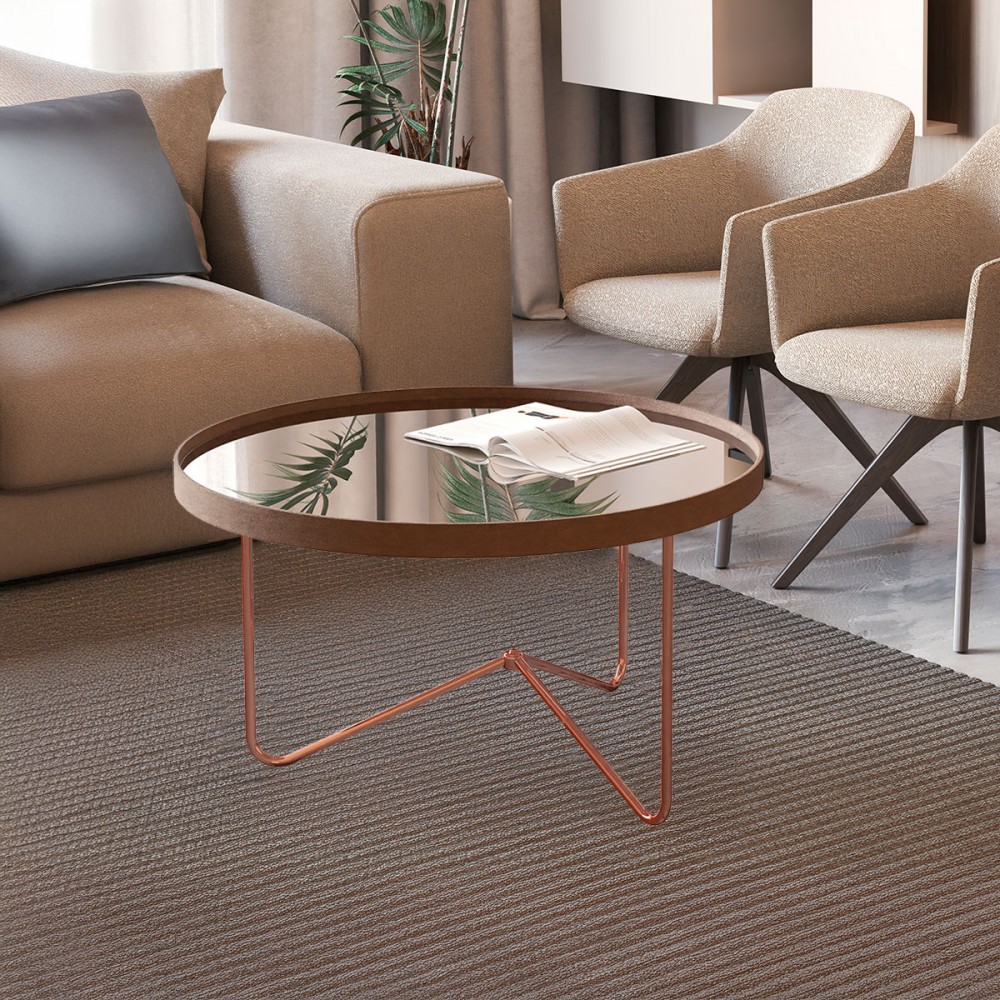 Mesa de Centro Alamanda com Espelho Castanho/Bronze - Jb Bechara