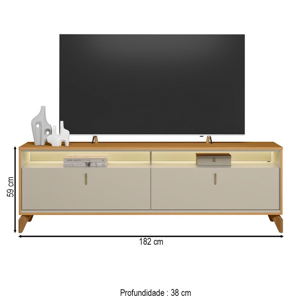 Rack Dubai para TV Até 75 Polegadas 2 Portas com Led Tauri/Off White Fosco - Linea Brasil