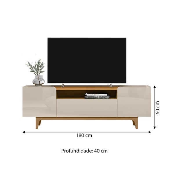 Rack para TV Até 75 Polegadas Medusa Tauari/Off White - Pnr Móveis