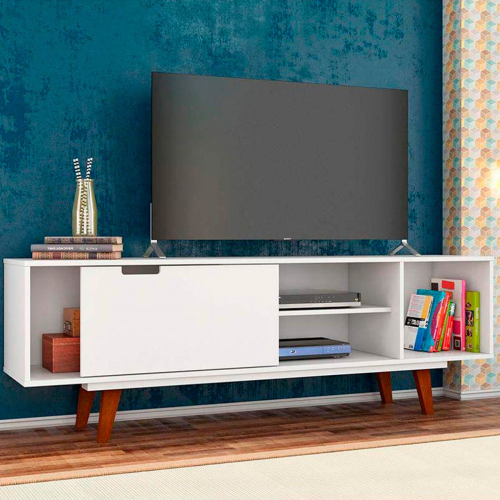 Rack para TV Até 60 Polegadas Vertigo 1 Porta Branco - Pnr Móveis