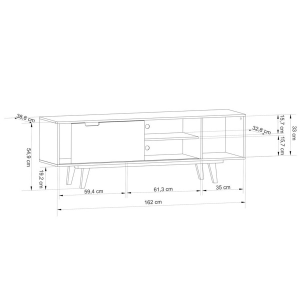 Rack para TV Até 60 Polegadas Vertigo 1 Porta Preto - Pnr Móveis