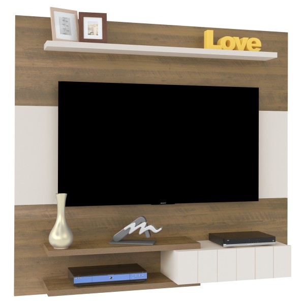 Painel para TV Até 50 Polegadas 1 Porta Monza Pinho/Off White C ...