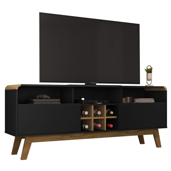 Rack para TV Até 65 Polegadas Larimar 2 Portas Preto Fosco/Cinamomo ...
