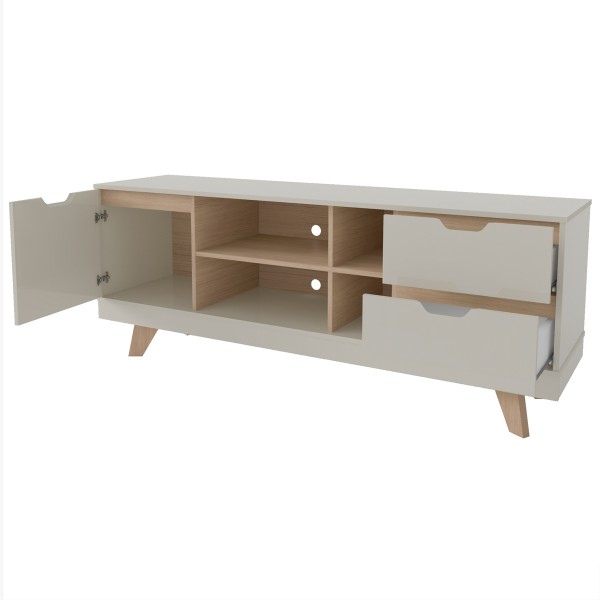 Rack para TV Até 60 Polegadas Michigan 1 Porta 2 Gavetas Off White ...