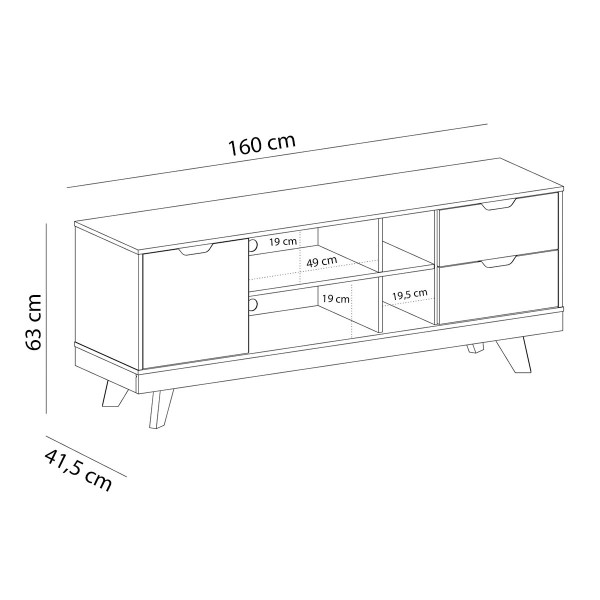 Rack para TV Até 60 Polegadas Michigan 1 Porta 2 Gavetas Off White ...