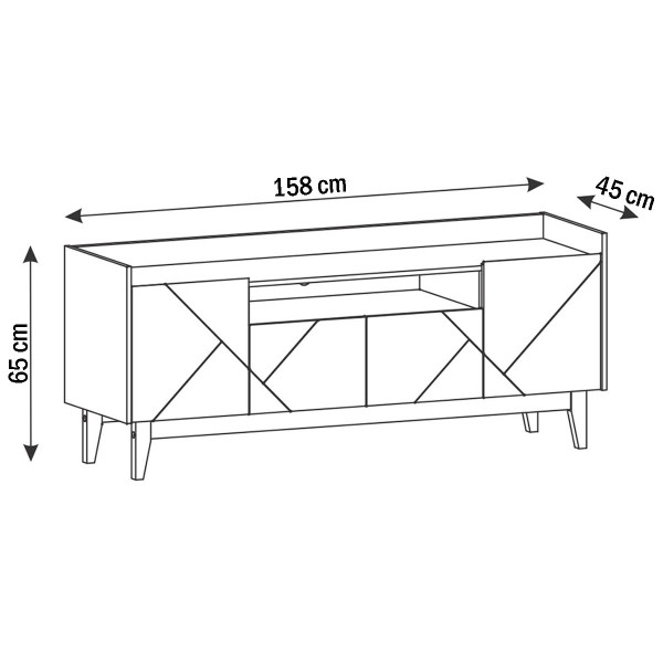 Rack para TV Até 60 Polegadas Adria 4 Portas Preto/Noce - Casa D