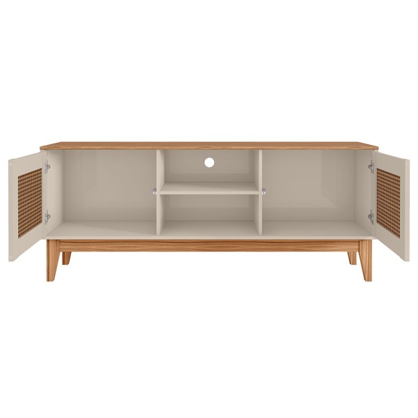 Rack para TV Até 60 Polegadas Safira 2 Portas 2 Nichos Off White/Noce ...