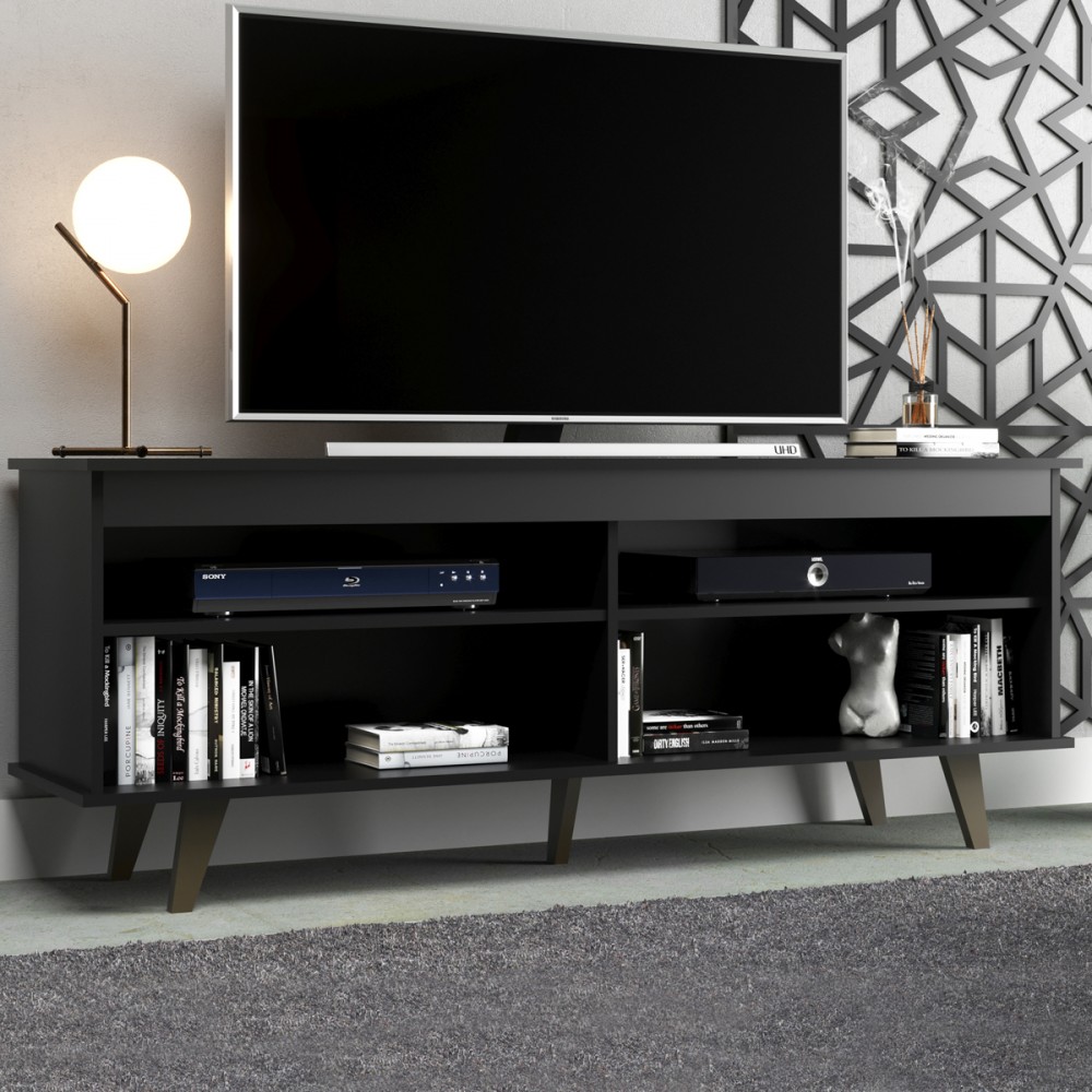 Rack para TV Até 75 Polegadas Atlanta 2 Prateleiras Preto - Jcarvalho