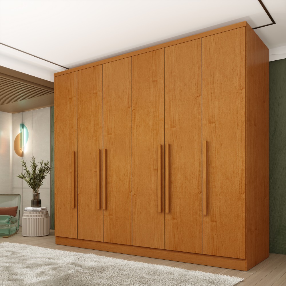 Guarda-Roupa Casal Veneza 6 Portas 4 Gavetas Cinamomo - Tcil Móveis (pnr Base)