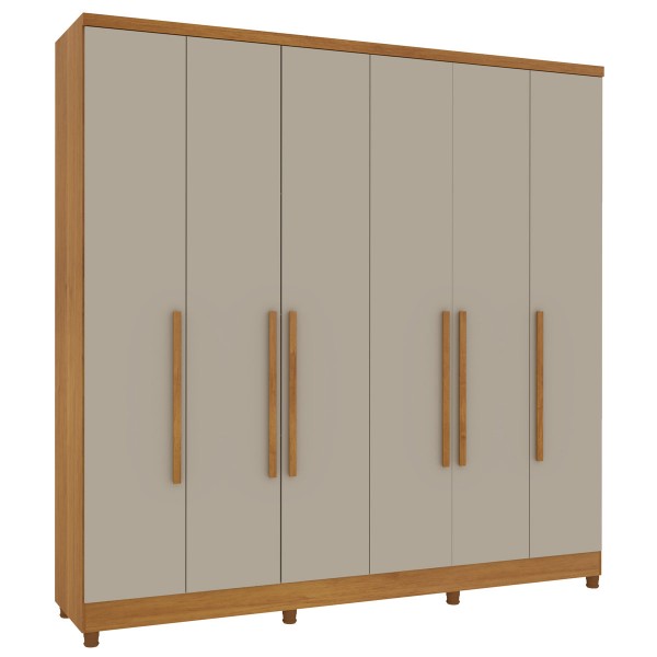 Guarda-Roupa Casal Veneza 6 Portas 4 Gavetas Cinamomo/Off White - Tcil Móveis
