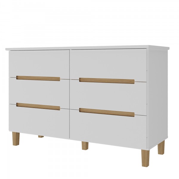 Cômoda Logan 6 Gavetas 100% Mdf Branco/Olmo Italiano - Mambel