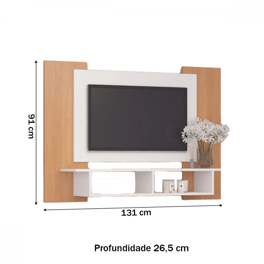 Painel para TV Até 47 Polegadas Atlanta 2 Prateleiras Carvalho Dakar ...