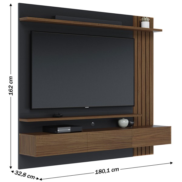Painel para TV Até 70 Polegadas Juriti 3 Portas 2 Prateleiras Noce ...