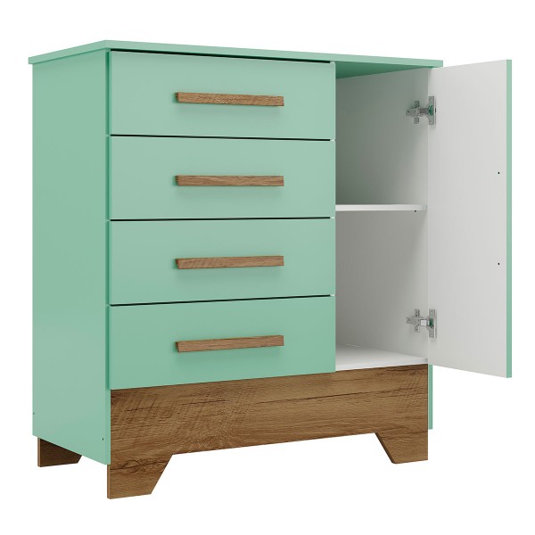Cômoda Infantil Kids 1 Porta 4 Gavetas Verde/Nature - Panorama Móveis