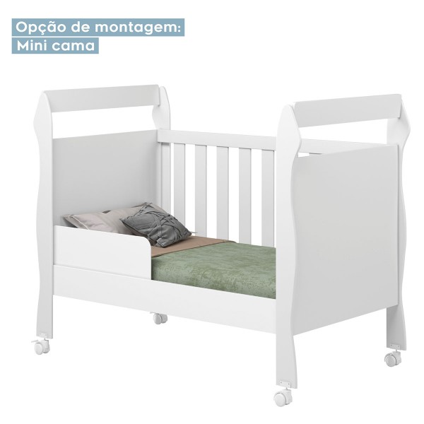 Berço Mini Cama 3 em 1 Soninho 100% Mdf Branco 4850 - Tigus Baby