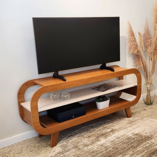 Rack para TV Até 60 Polegadas Luar Cinamomo/Off White - Pnr Móveis