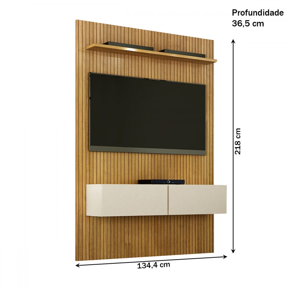 Painel para TV Até 50 Polegadas Curitiba 2 Portas 1 Prateleira Cinamomo ...