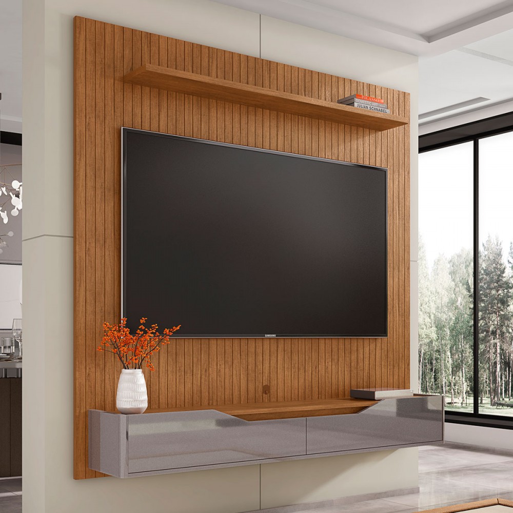 Painel para TV Milão Até 60 Polegadas 2 Portas Cedro/Cinza Perola - Casa D