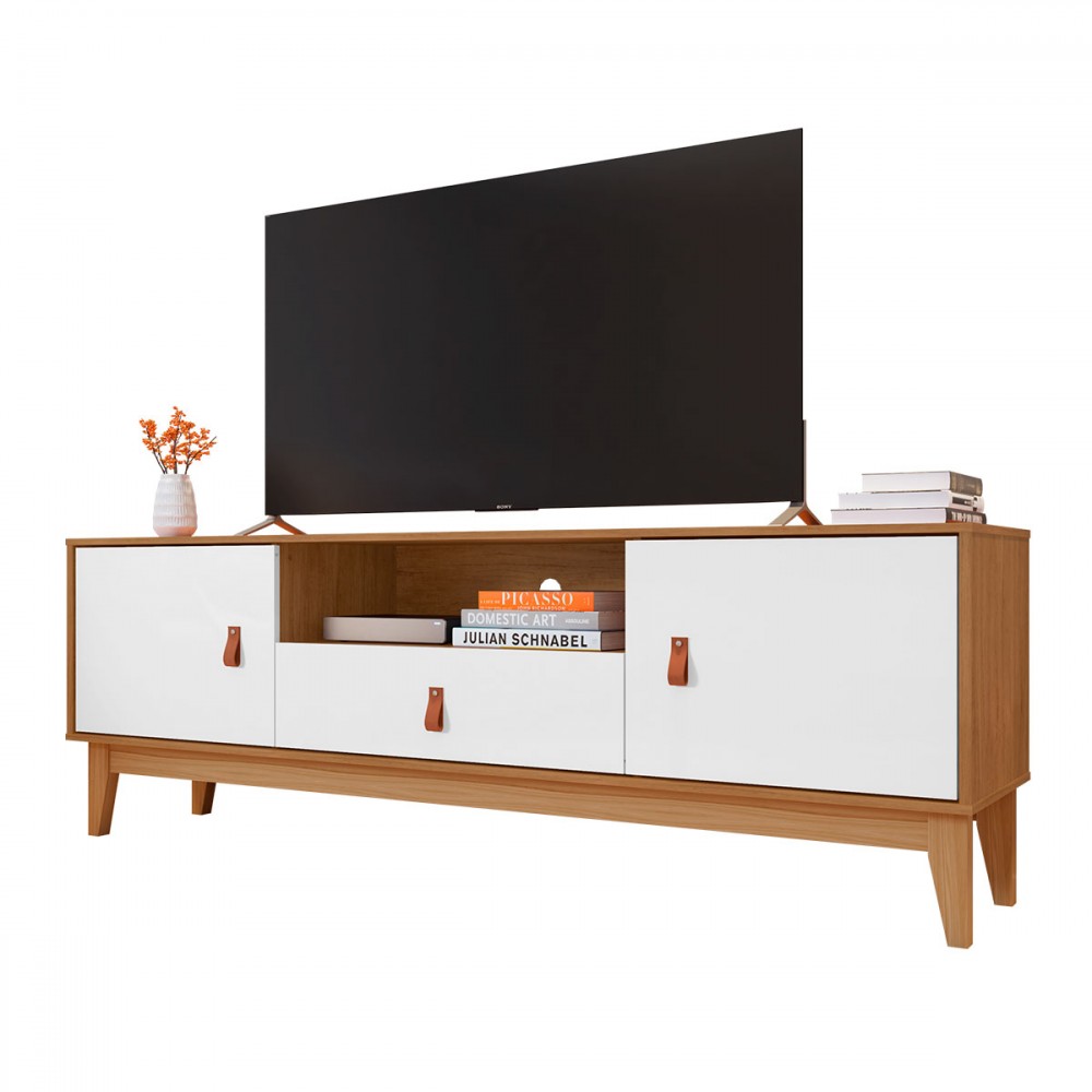 Rack para TV Até 60 Polegadas Esmeralda 2 Portas Cedro/Branco - Casa D