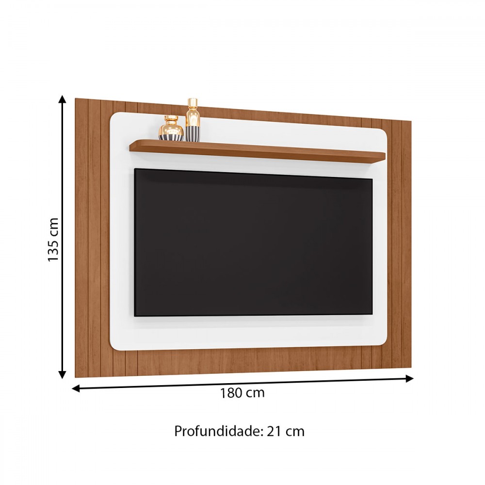 Painel para TV Até 60 Polegadas Monaco 1 Prateleira Cedro/Branco - Casa D
