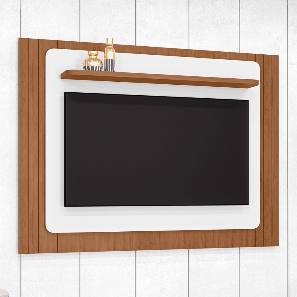 Painel para TV Até 60 Polegadas Monaco 1 Prateleira Cedro/Branco - Casa D