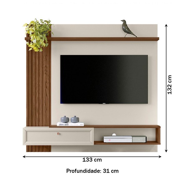 Painel para TV Até 55 Polegadas Alvorada 1 Porta Freijó/Off White ...