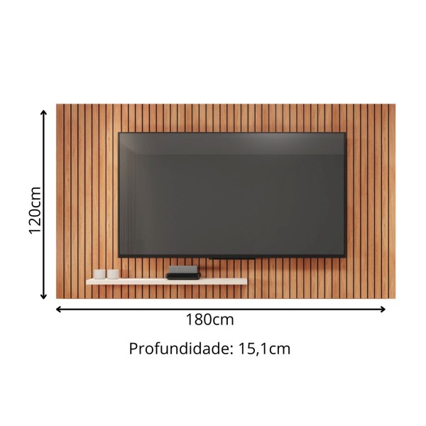 Painel para TV Até 70 Polegadas com Ripado 3d Aegon Freijo/Off White ...