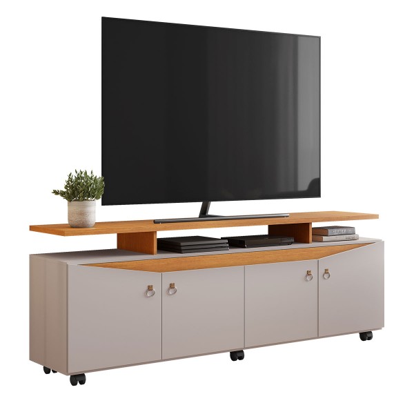 Rack para TV Até 65 Polegadas Elogio 4 Portas Off Cinamomo/Cinamomo ...