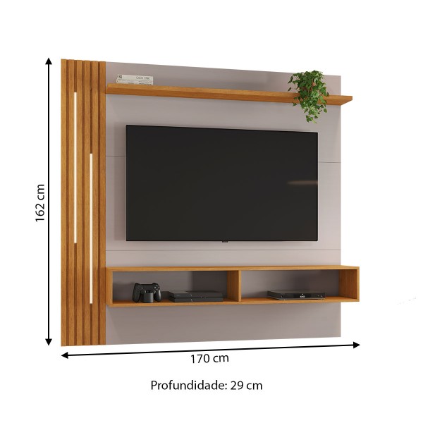 Painel para TV Até 65 Polegadas Agrado 3 Prateleiras com Led Off ...