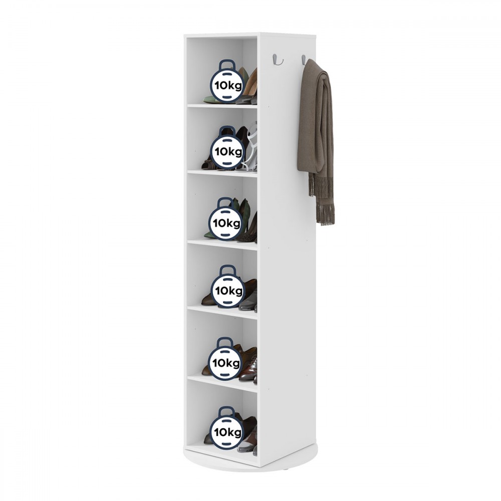 Sapateira Esthela 1 Porta 5 Prateleiras com Espelho Branco - Móveis Lopas