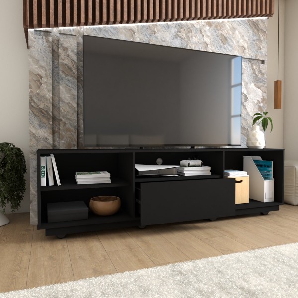 Rack para TV Até 65 Polegadas Louvre 2 Portas 1 Gaveta Preto - Panorama ...