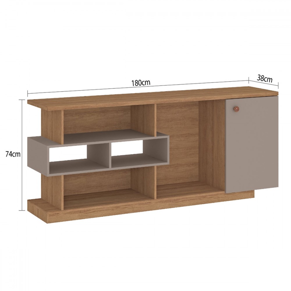 Rack para TV Até 80 Polegadas London 1 Porta Mel/Fendi - Fellicci