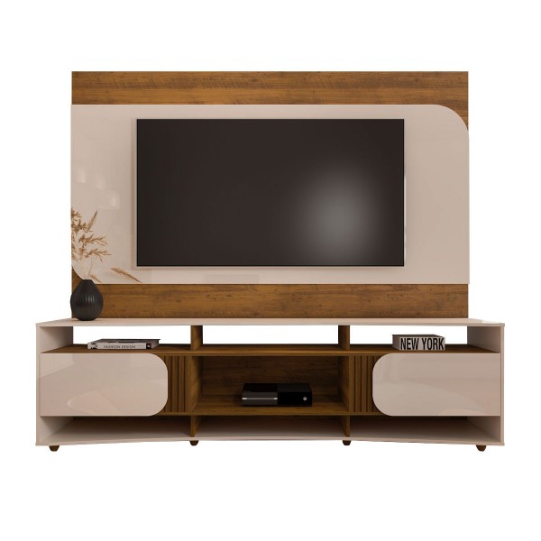 Rack com Painel para TV Até 80 Polegadas Seleto 2 Portas Pinho/Off ...