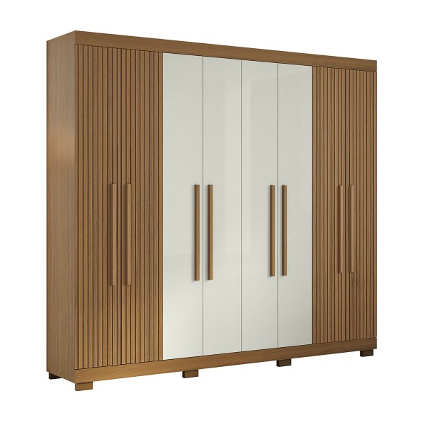 Guarda-Roupa Casal Valencia 8 Portas 4 Gavetas Ripado Atacama/Areia ...