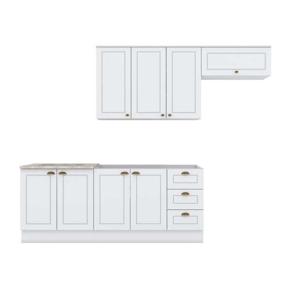 Cozinha Completa Americana 8 Portas 3 Gavetas 100% Mdf Branco - Henn