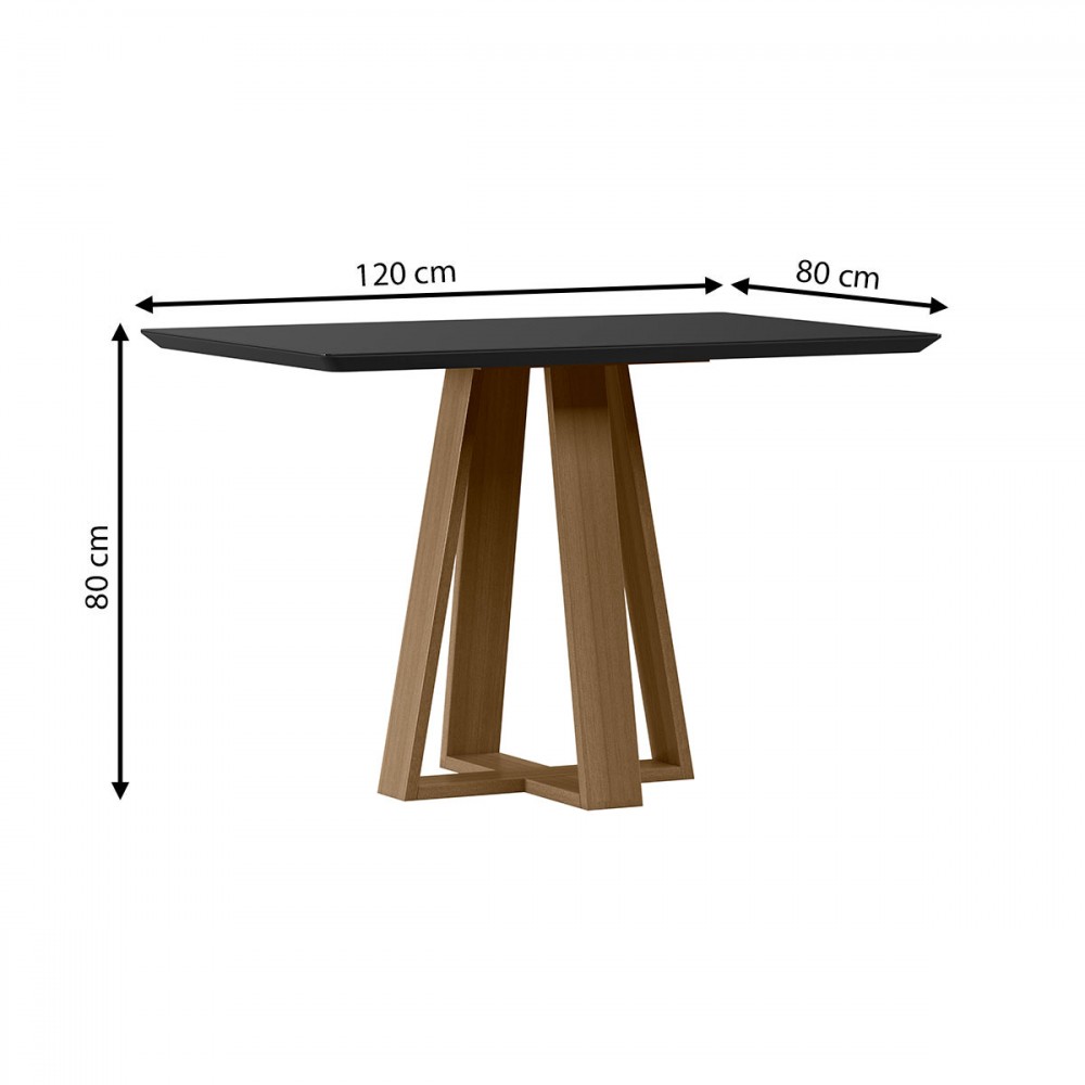 Mesa de Jantar 4 Lugares Lectus/Sarah com Vidro Amendoa/Preto/Ja01 ...