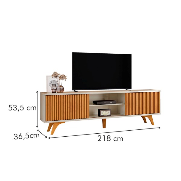 Rack para TV Até 75 Polegadas Gaia 2 Portas Off White/Naturalle - Mavaular