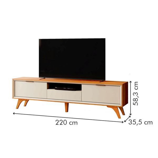 Rack para TV Até 75 Polegadas Austria 3 Gavetas Naturalle/Off White ...