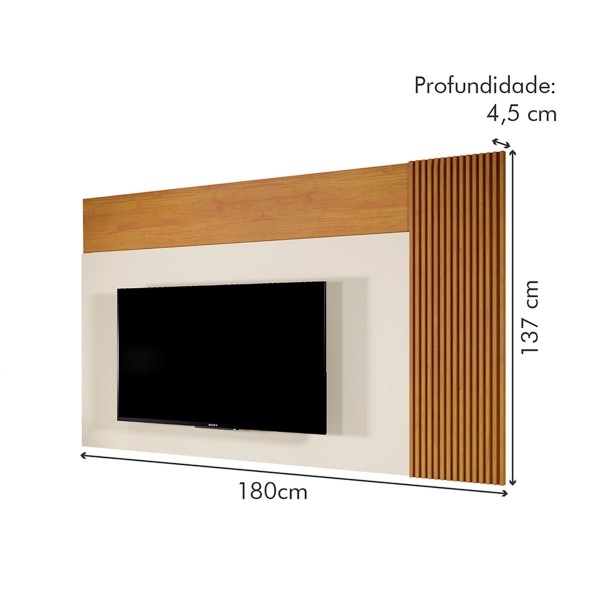 Painel para TV Até 75 Polegadas Logan Naturalle/Off White - Mavaular