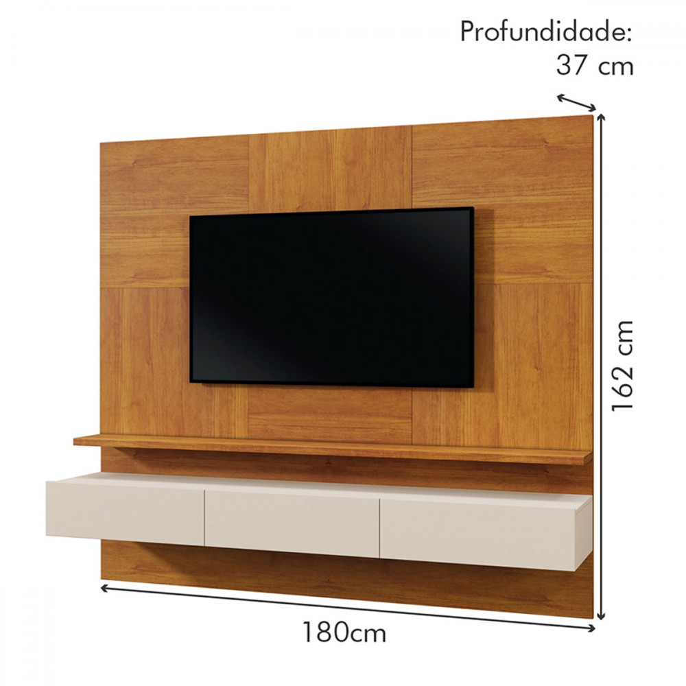Painel para TV Até 55 Polegadas Italia 3 Portas Naturalle/Off White ...