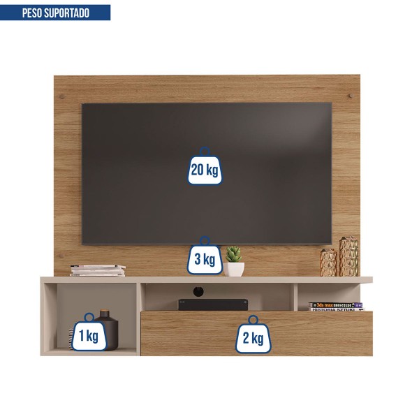 Painel para TV Até 55 Polegadas Brasil 1 Porta Buriti/Off White - Caemmun