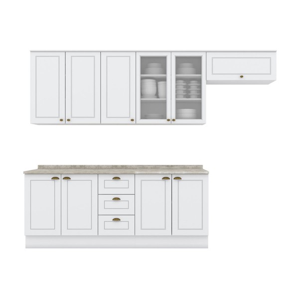 Cozinha Compacta Americana 10 Portas 3 Gavetas Branco - Henn