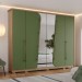 Guarda-Roupa Casal Dubai 6 Portas 6 Gavetas com Espelho Jequitibá/Verde ...