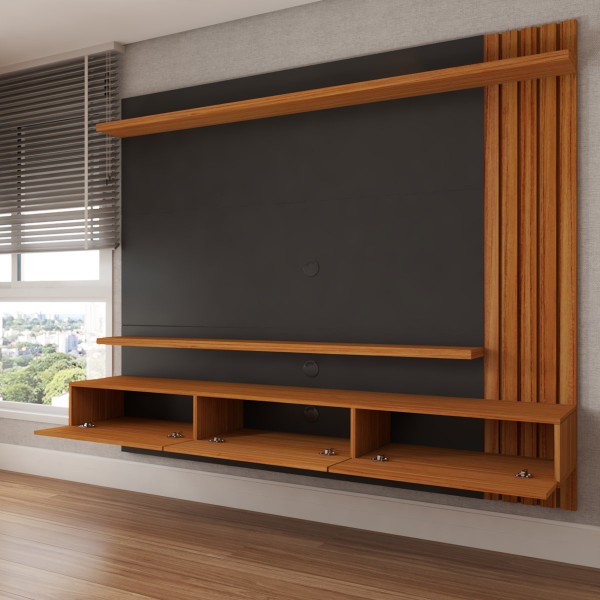 Painel para TV Até 70 Polegadas Christiania Ripado Preto/Freijó ...