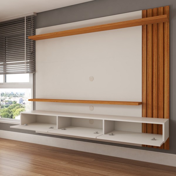 Painel para TV Até 70 Polegadas Christiania Ripado Cinamomo/Off White ...