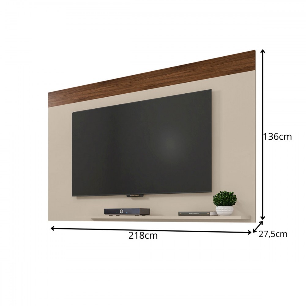 Painel para TV Até 75 Polegadas Malha 1 Prateleira Off White/Havana ...